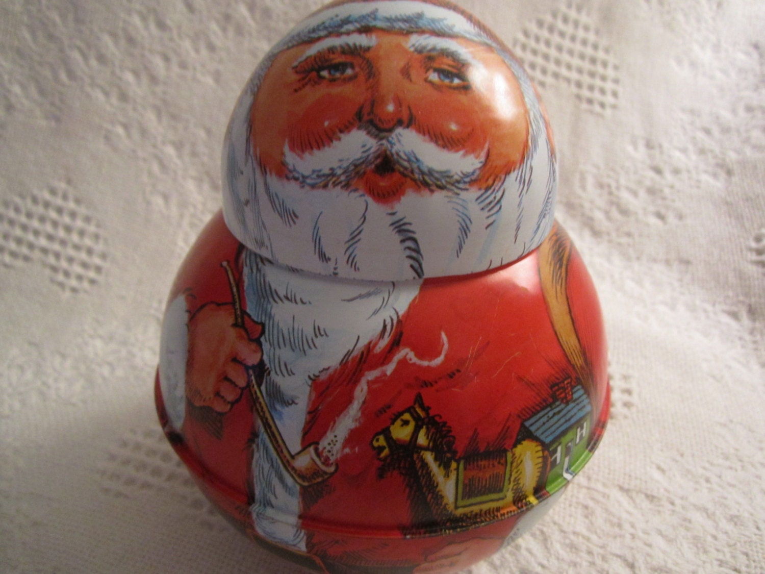 Vintage ROLY POLY Santa Tin Container 1980 by Cheinco – Haute Juice