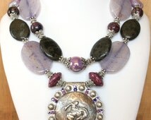 Cowgirl Rodeo Western Purple Fire Agate Charoite Copper Pyrite Bucking ...