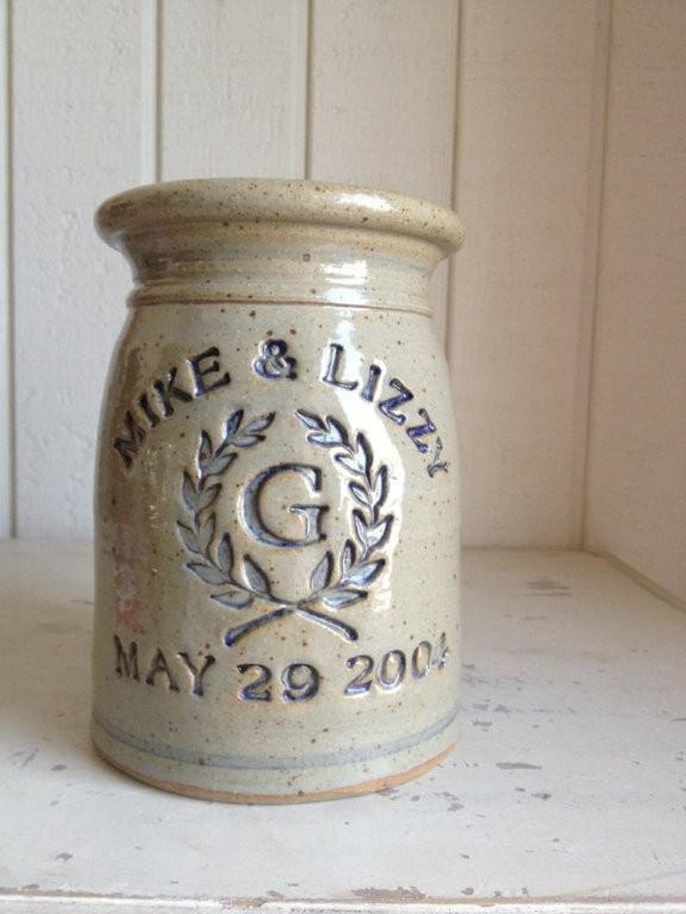 Personalized Stoneware Marriage Crock Fall by zotterthepotter