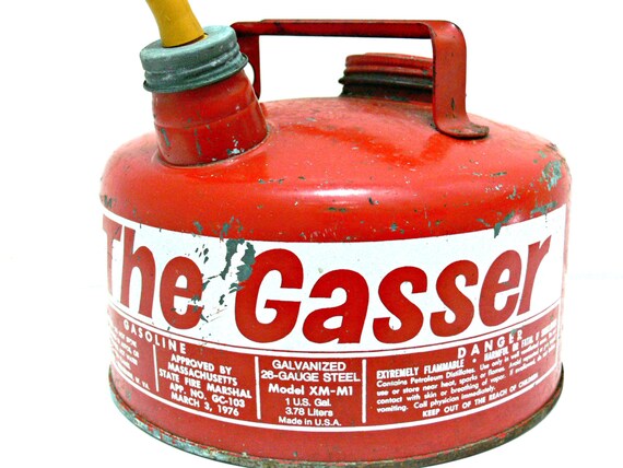 Red Gas Can Vintage Industrial Decor The Gasser 1 Gallon