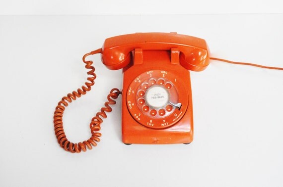 Bright Orange Rotary Telephone