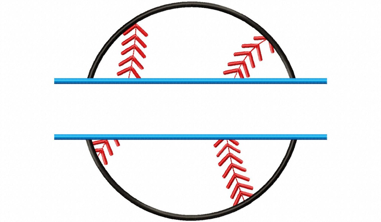 Split Baseball or Softball Applique Machine Embroidery Design
