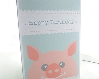 Pig birthday card | Etsy
