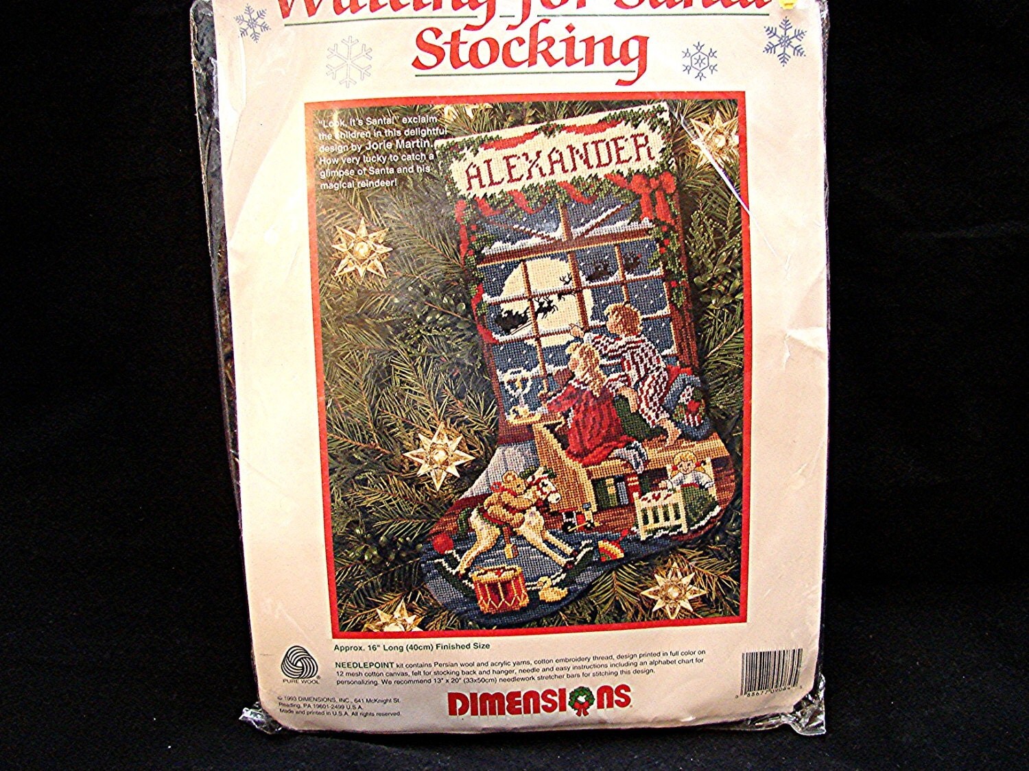 Dimensions WAITING FOR SANTA Needlepoint Christmas Stocking