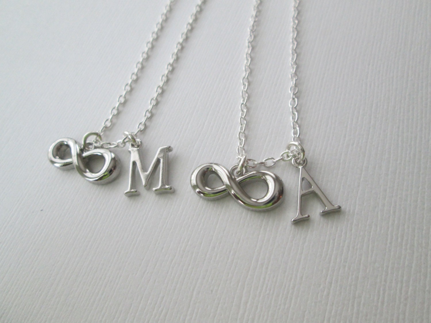 2 Infinity Initial Best Friend Necklaces set