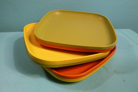 Square Tupperware Plates Set of 6 Free Shipping by andantiques