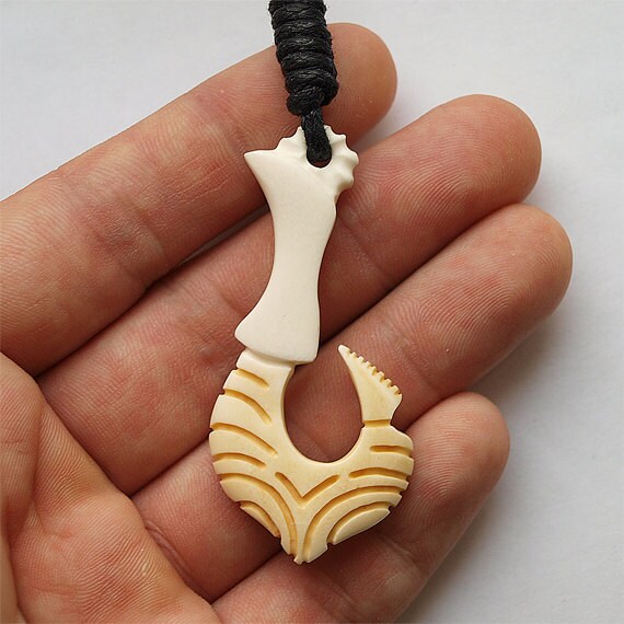 Maori Fish hook necklace Hei matau Pendant Tribal Jewelry OOAK