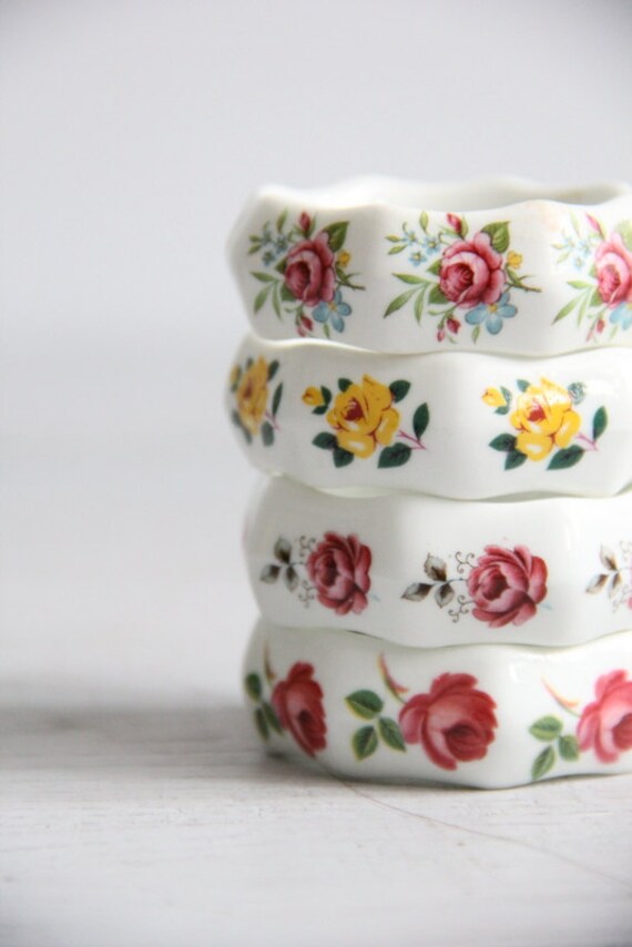 vintage bone china napkin rings : england