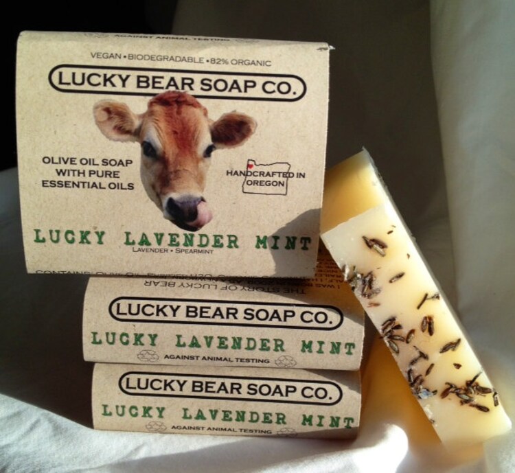 LUCKY Lavender Mint Soap organic vegan olive oil by LuckyBearSoap