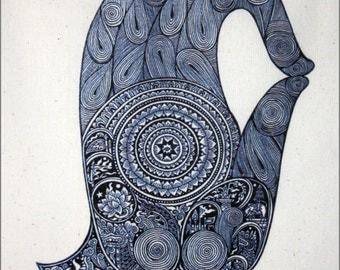 Thai traditional art of Hand Of The Buddha by printing on