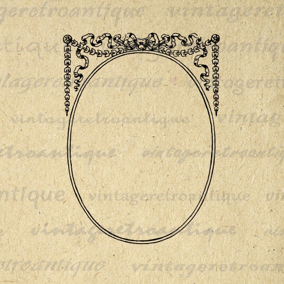 Digital Printable Oval Frame Ornament with by VintageRetroAntique