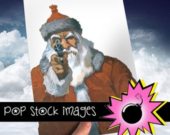 SANTA WITH HANDGUN Digital Image - Digital Santa Clipart - Handgun ...