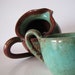 Pine Ridge Sioux Pottery Pitcher and Cup Brown and Turquoise