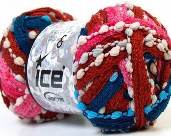 Salsa ICE ruffle yarn, 1 skein 100 gr, knit scarf yarn, craft, blue ...