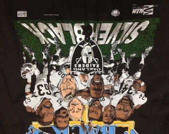 Vtg 1990 Oakland Raiders NFL Welcome Back Silver & Black Salem T Shirt