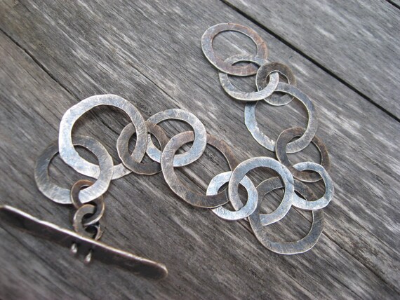 Sterling silver artisan washer link by LisaColbyMetalsmith on Etsy