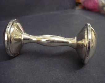 Silver baby rattle | Etsy