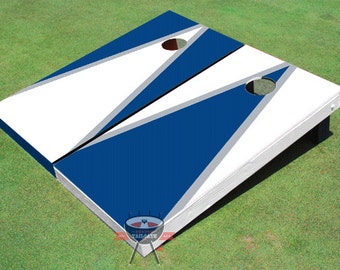 Painted Corn Hole White and UNC Blue Matching Diamond Cornhole