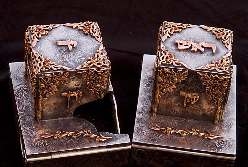 Tefillin boxes / cases sterling silver and solid gold