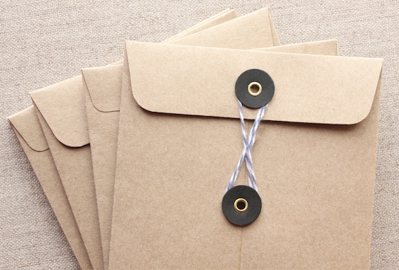 50 Limited Edition String and Button Envelopes DL brown