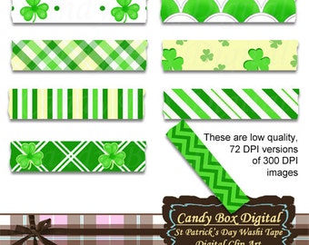 St Patricks Day Digital Washi Tape, St Patricks washi tape, shamrock ...
