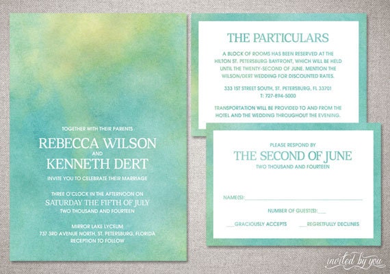 Watercolor Ombre Rebecca Wedding Invitation Suite