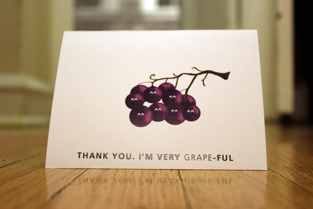 Thank You. I'm Very Grape-Ful. Blank Illustrated Fruit