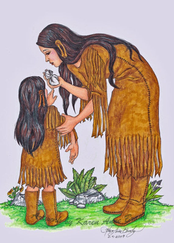 Items similar to Native American Mother and Daughter, an ACEO Open ...