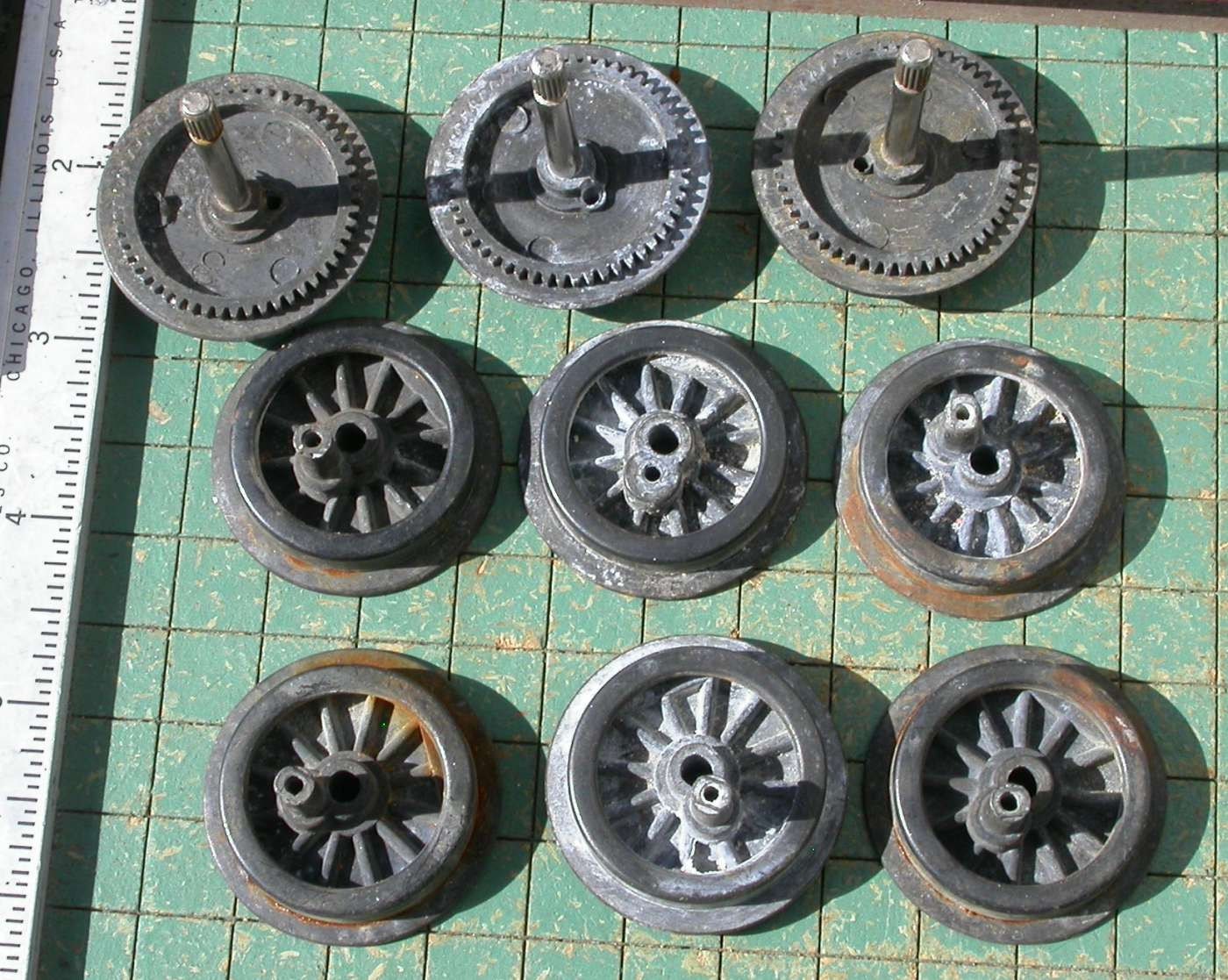 9 steam locomotive drive wheels vintage model Train Junkyard