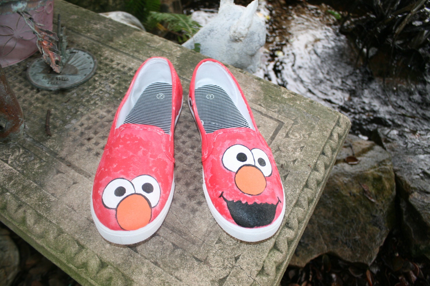 Adult Womans size 7 Elmo Shoes Hand Painted Sale back to
