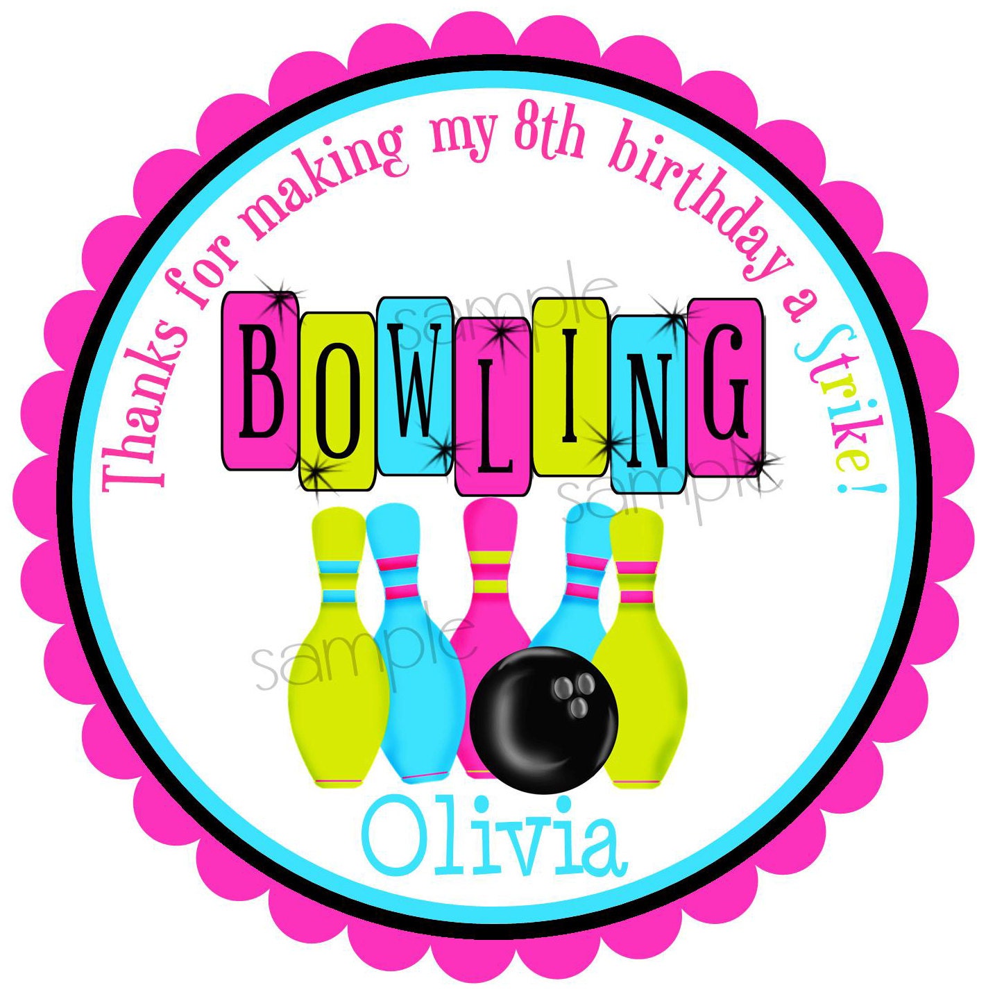 Bowling Stickers Bowling Birthday Party Cosmic Bowling