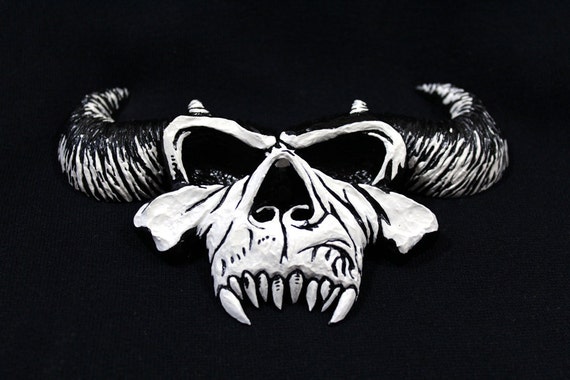 Items similar to DANZIG demon skull belt buckle (graphic black & white ...