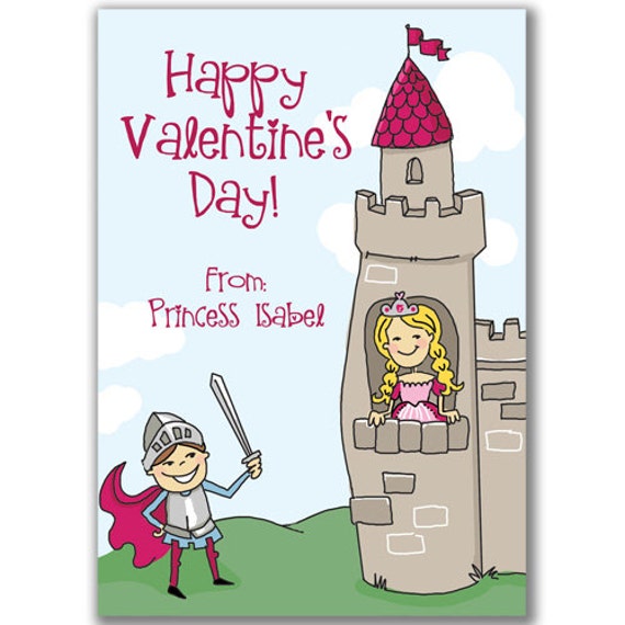 Items similar to Knight Saves Princess Valentine's Day Cards for Kids ...