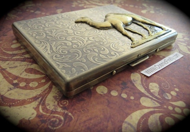 Brass Camel Cigarette Case Antiqued Gold & Brass Tones Rustic