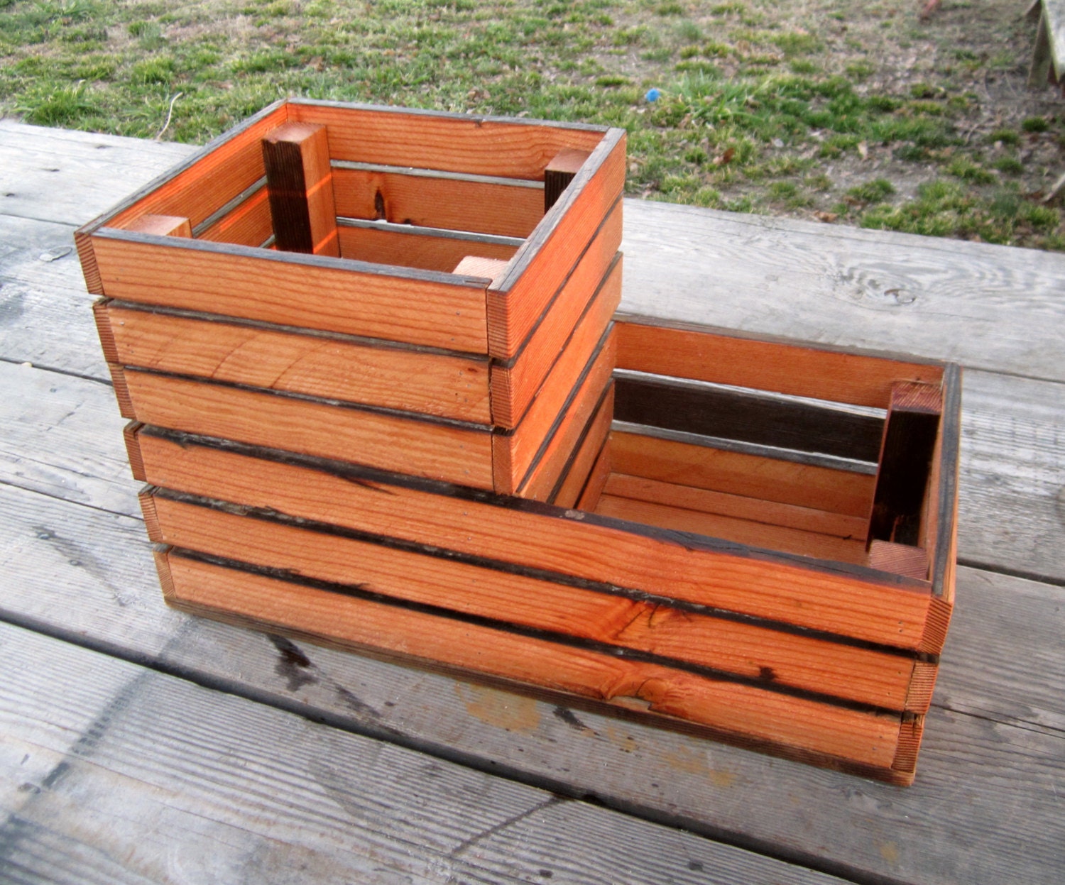 Reclaimed Wood Patio Planter Wooden Crate Style Box Home