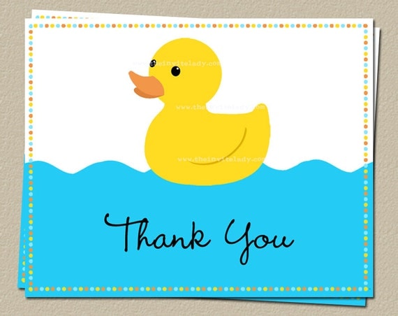 Duck Baby Shower Thank You Cards Rubber Ducky by TheInviteLadyShop