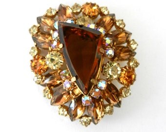 50s Large Antique brooch Beautiful crystalsa by RAKcreations