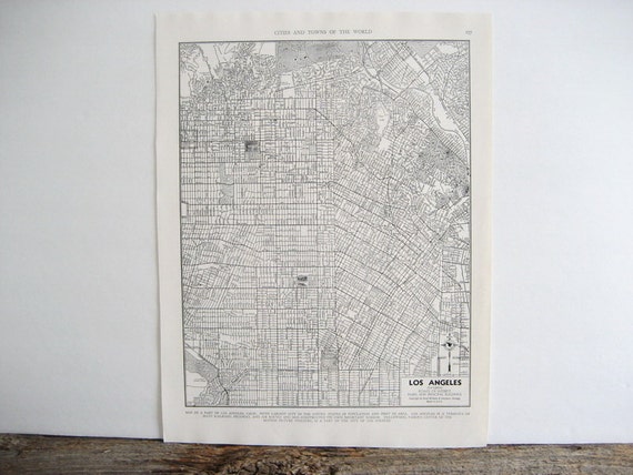 Los Angeles City Map 1940s Original by MyVictorianCottage on Etsy