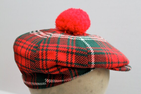 vintage Prince of Wales tartan golf cap // pom-pom by BrassAndBits