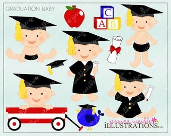 Graduation Baby Cute Digital Clipart for Invitations, Card Design ...