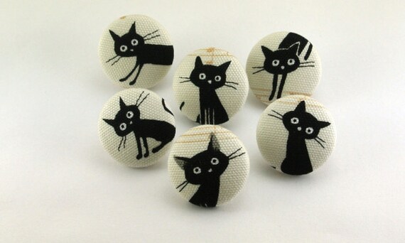 Items similar to Black Cat / Button / Pushpin / Flat Back / Magnet ...