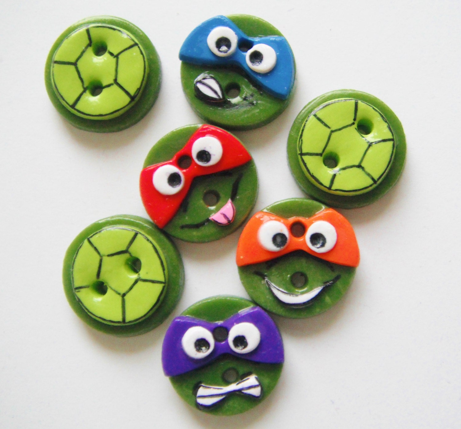 Button Teenage Mutant Ninja Turtles handmade polymer clay