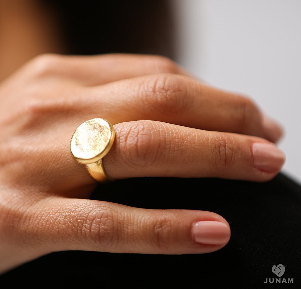 Handmade Gold Ring 18k gold plated-coin by JunamJewelry on Etsy