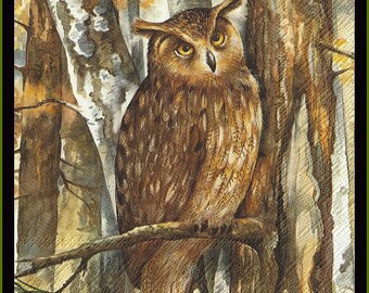 Owl decoupage | Etsy