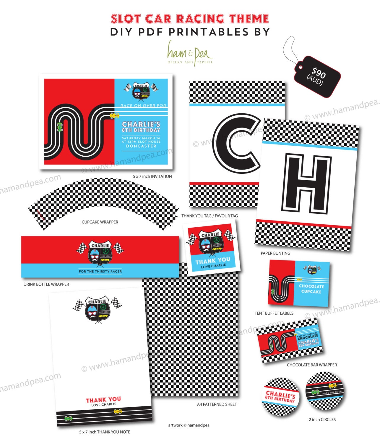 Slot Car Racing Printables with personalised logo