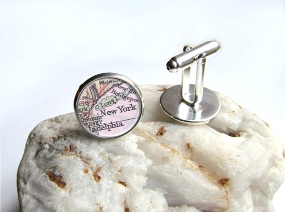 Custom Map Cufflinks Vintage Atlas Cufflinks Personalized