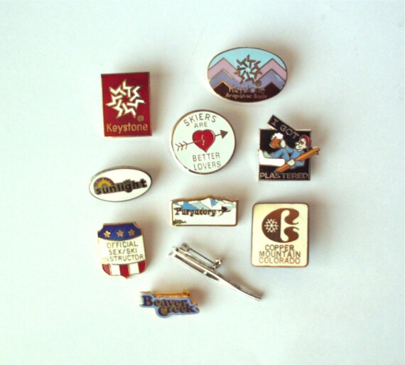 Set of 10 Vintage Ski Pins from Keystone Copper Mountain