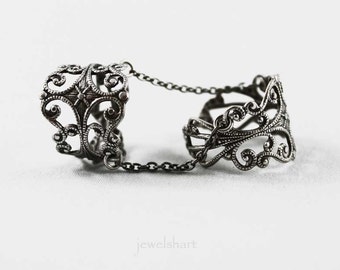 Items similar to Chain Ring - New Knuckle Ring - Body Jewelry - Double ...