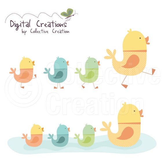Mother Duck and her Ducklings Digital Clip by CollectiveCreation