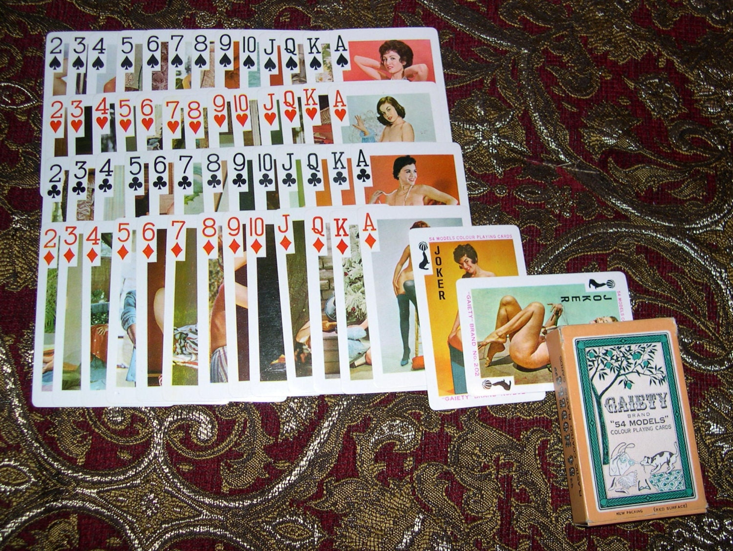 Vintage Gaiety Risque Colour Playing Cards 54 Topless Pin Up